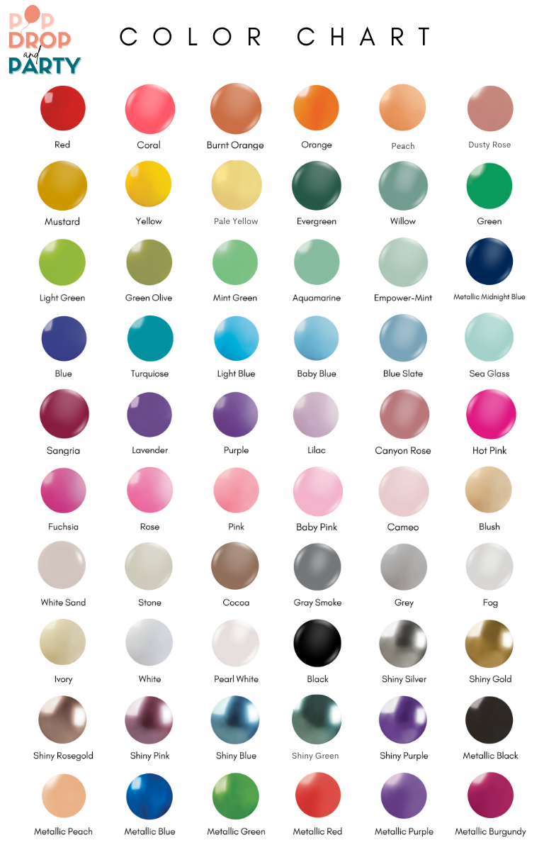 Color Chart — Pop, Drop & Party