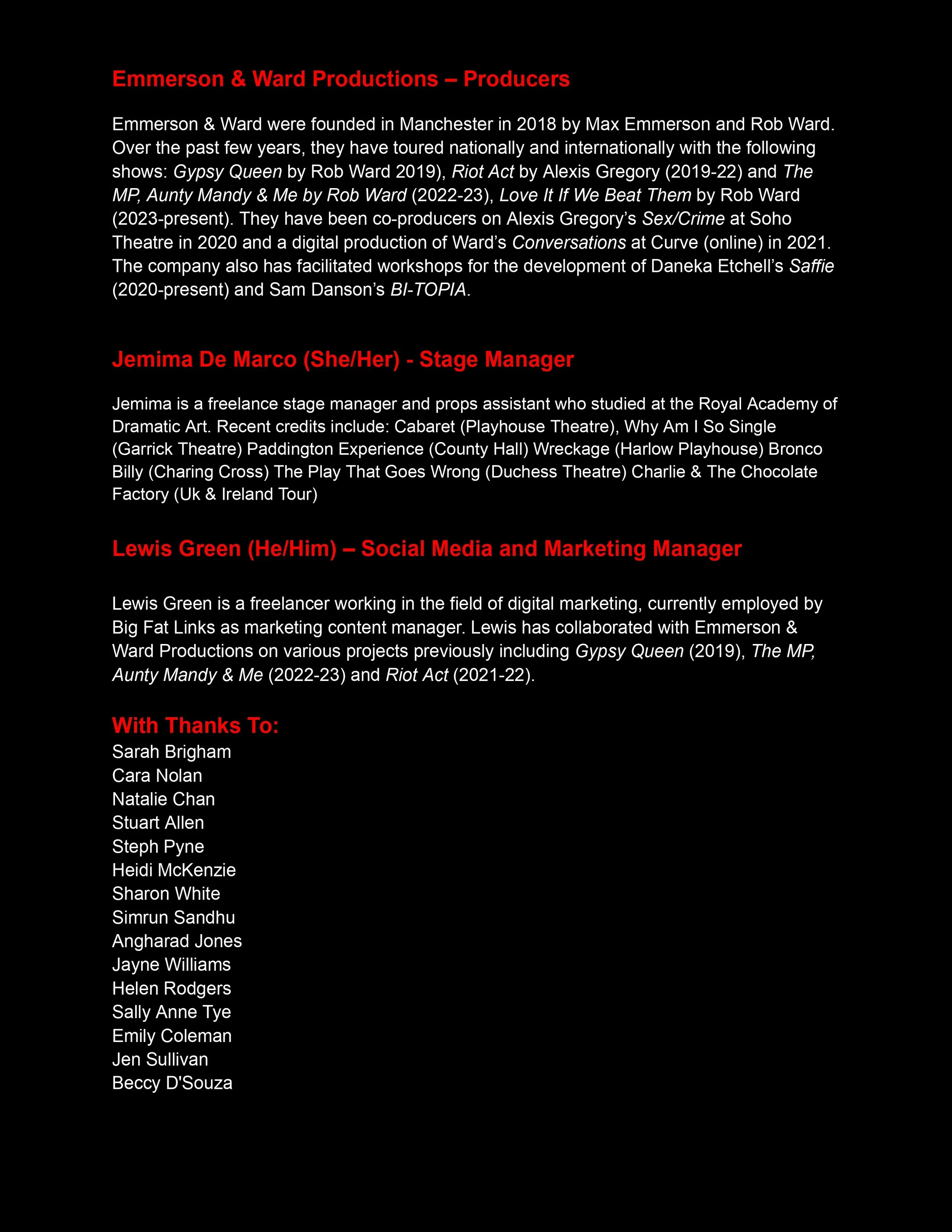 ROTTEN Freesheet — Emmerson & Ward Productions