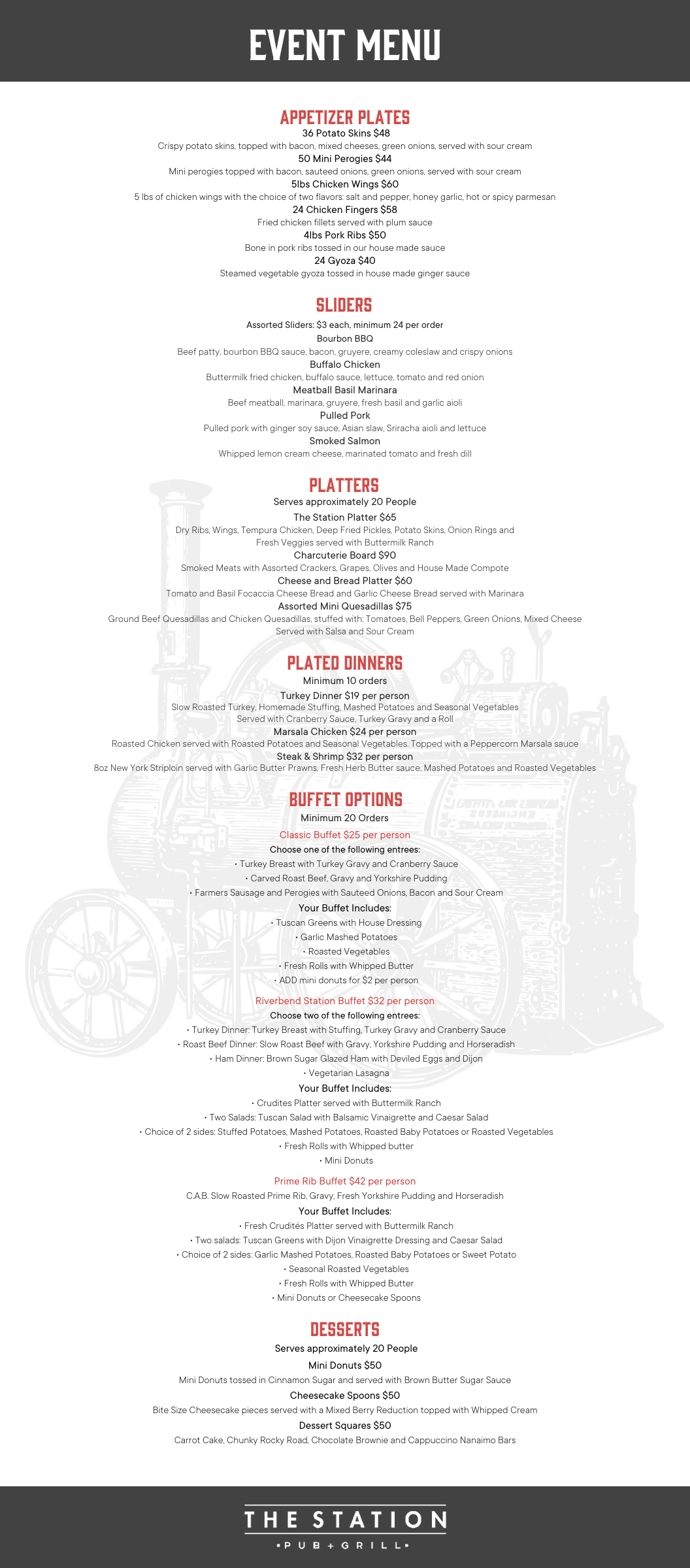 Menus — The Station Pub Calgary