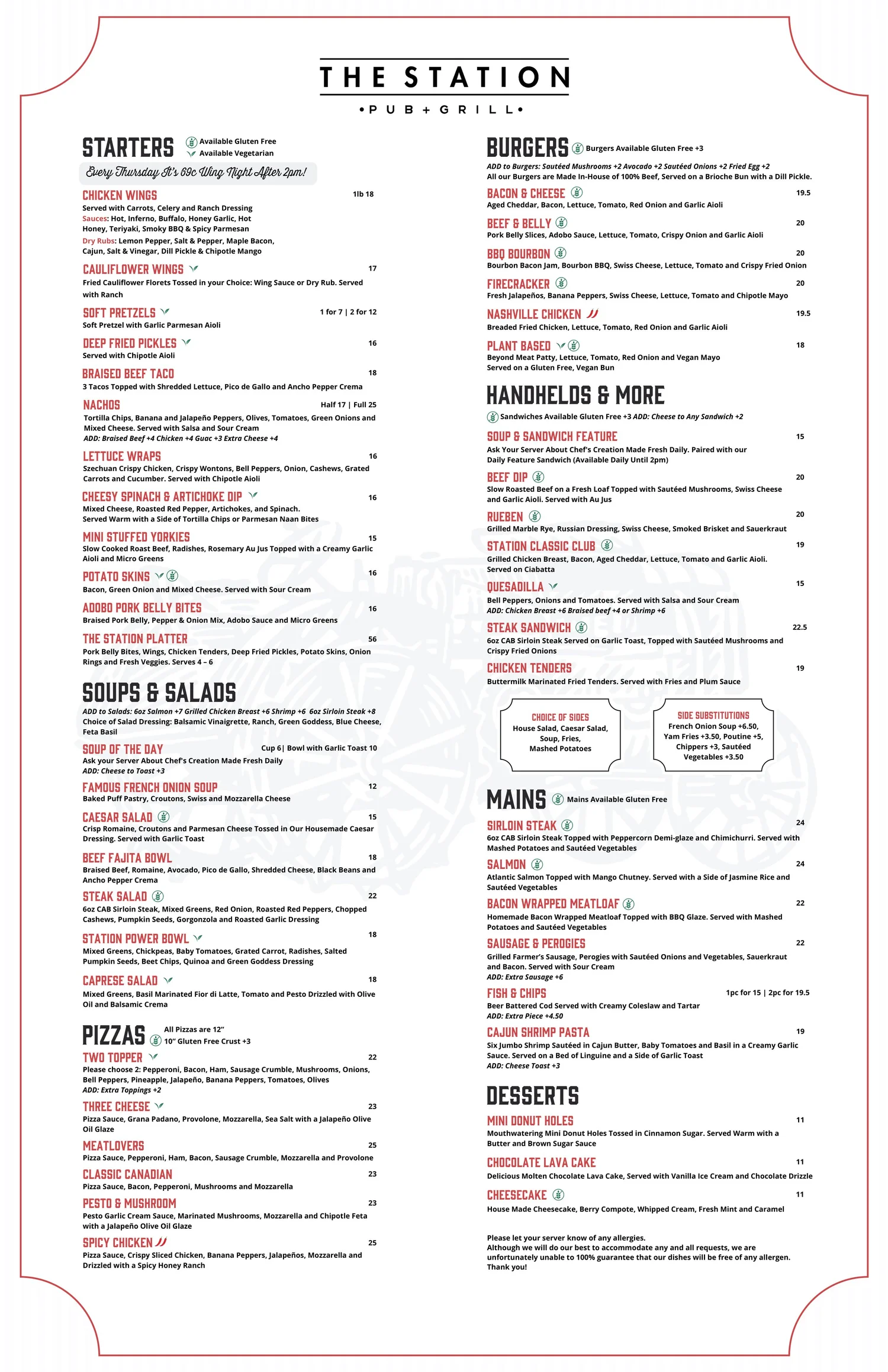 Menus — The Station Pub Calgary
