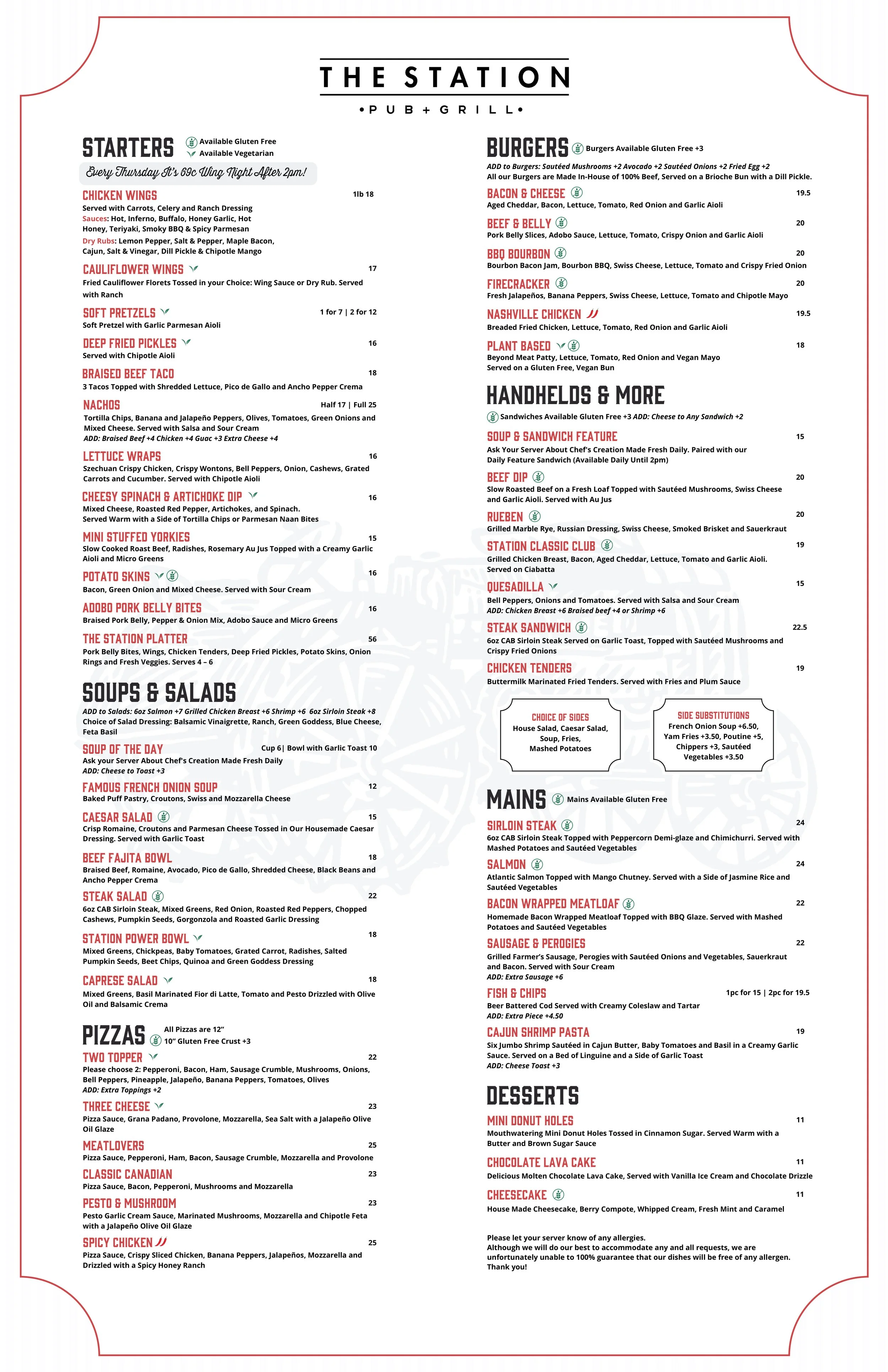 Menus — The Station Pub Calgary
