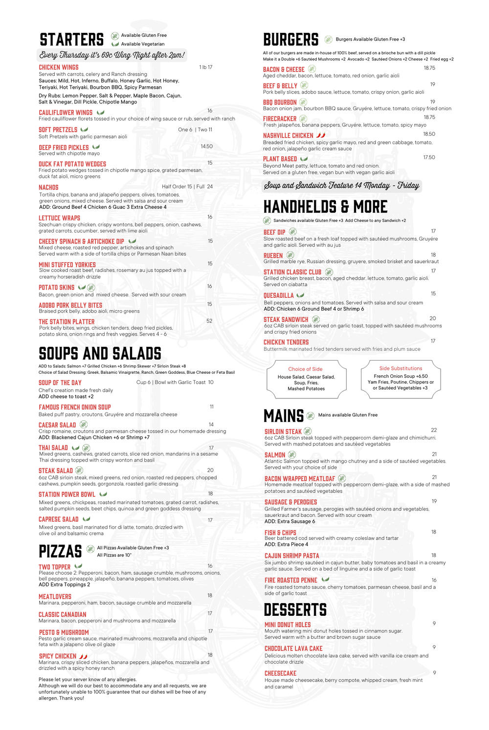 Menus — The Station Pub Calgary