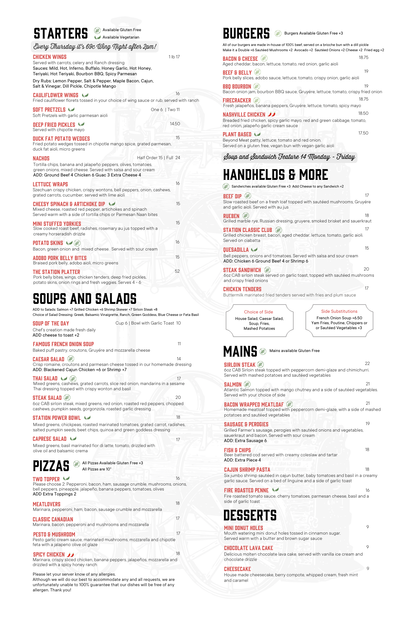 Menus — The Station Pub Calgary