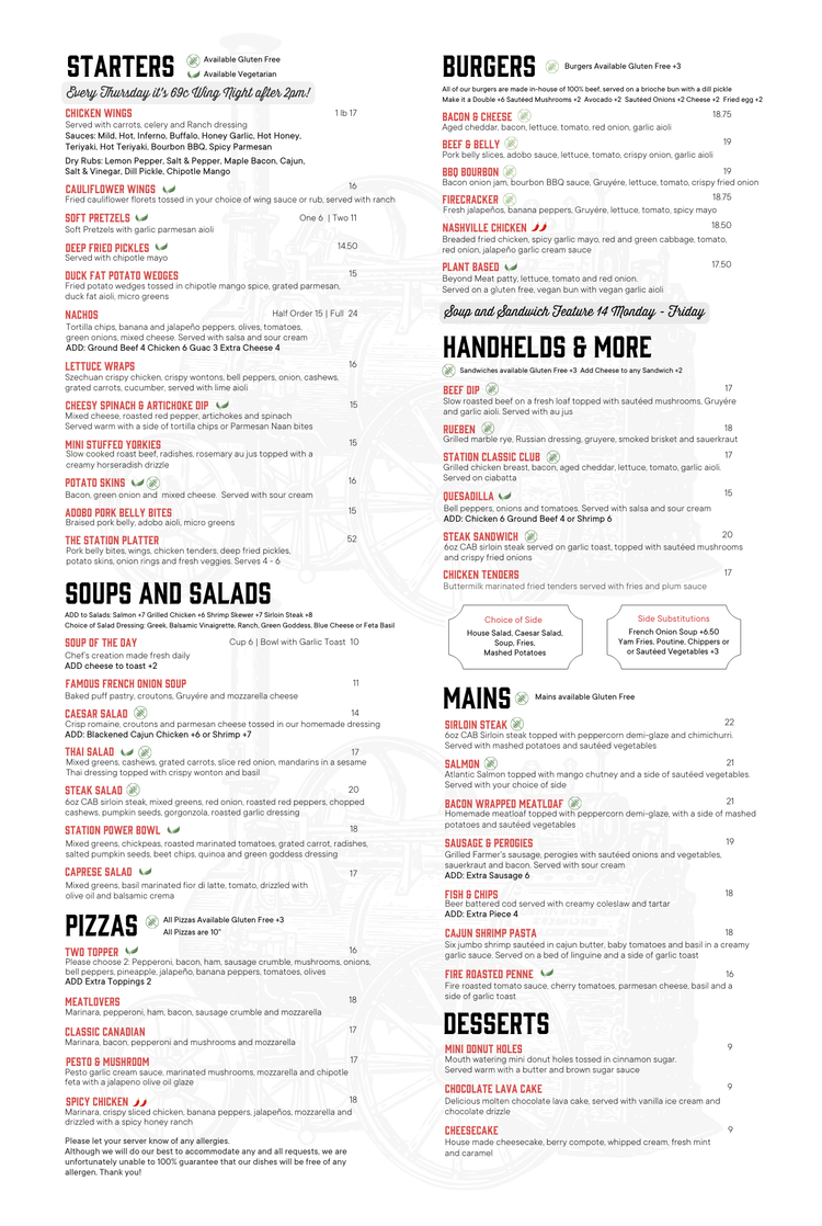Menus — The Station Pub Calgary