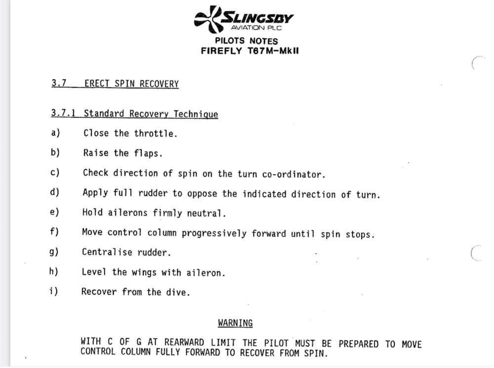 Spinning an Aircraft - Loss of Control