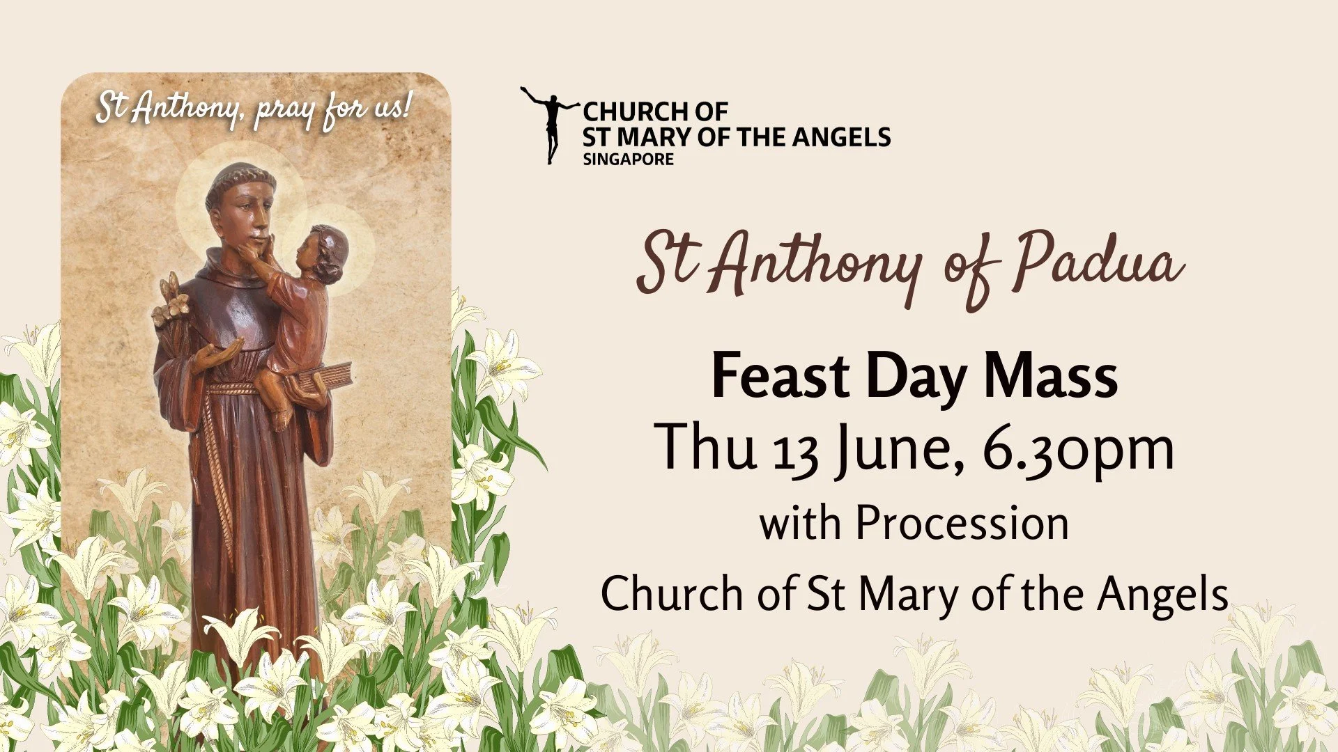 St Anthony Feast Day Mass — Church of St Mary of the Angels, Singapore