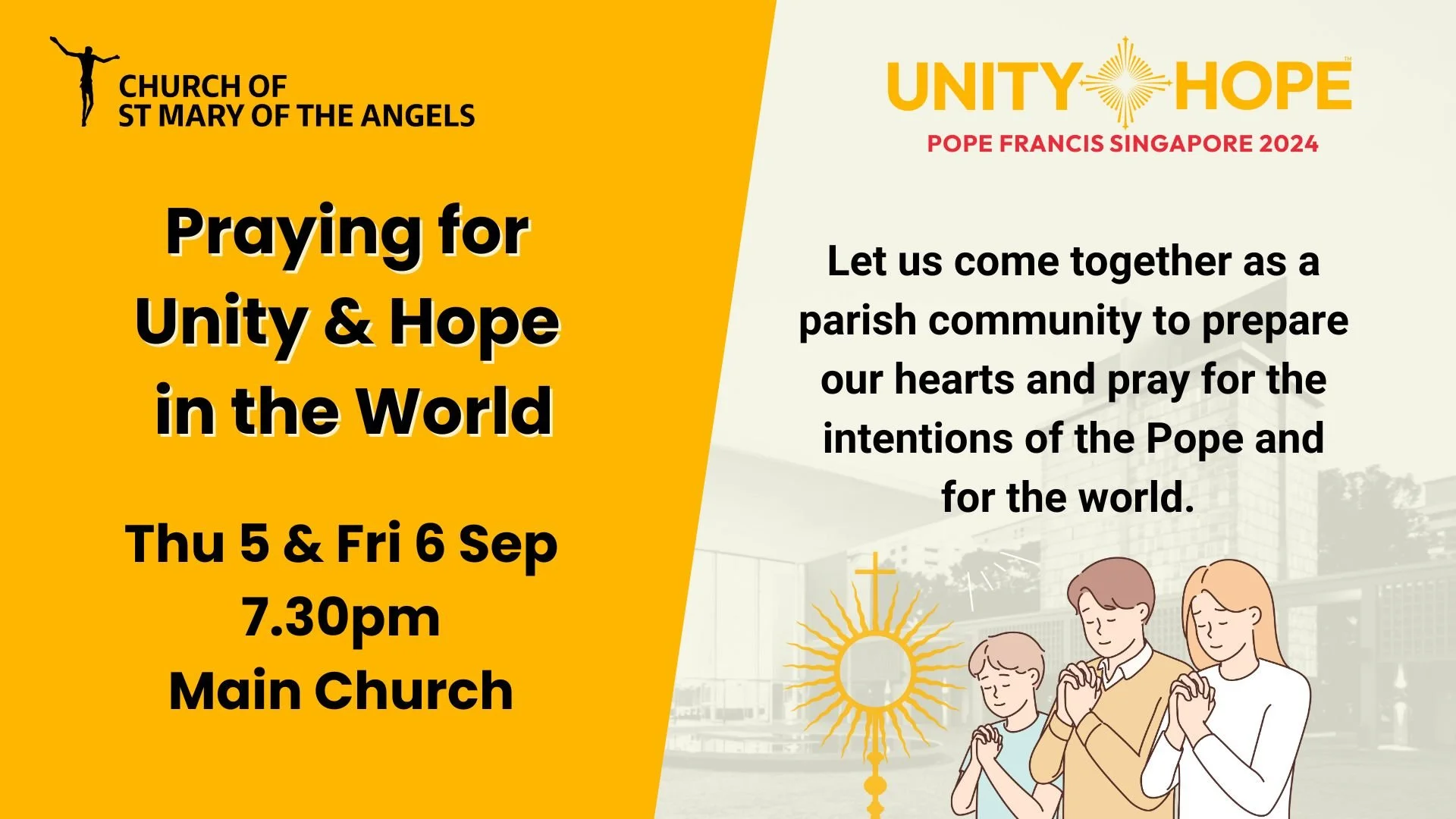 Praying for Unity & Hope in the world — Church of St Mary of the Angels ...