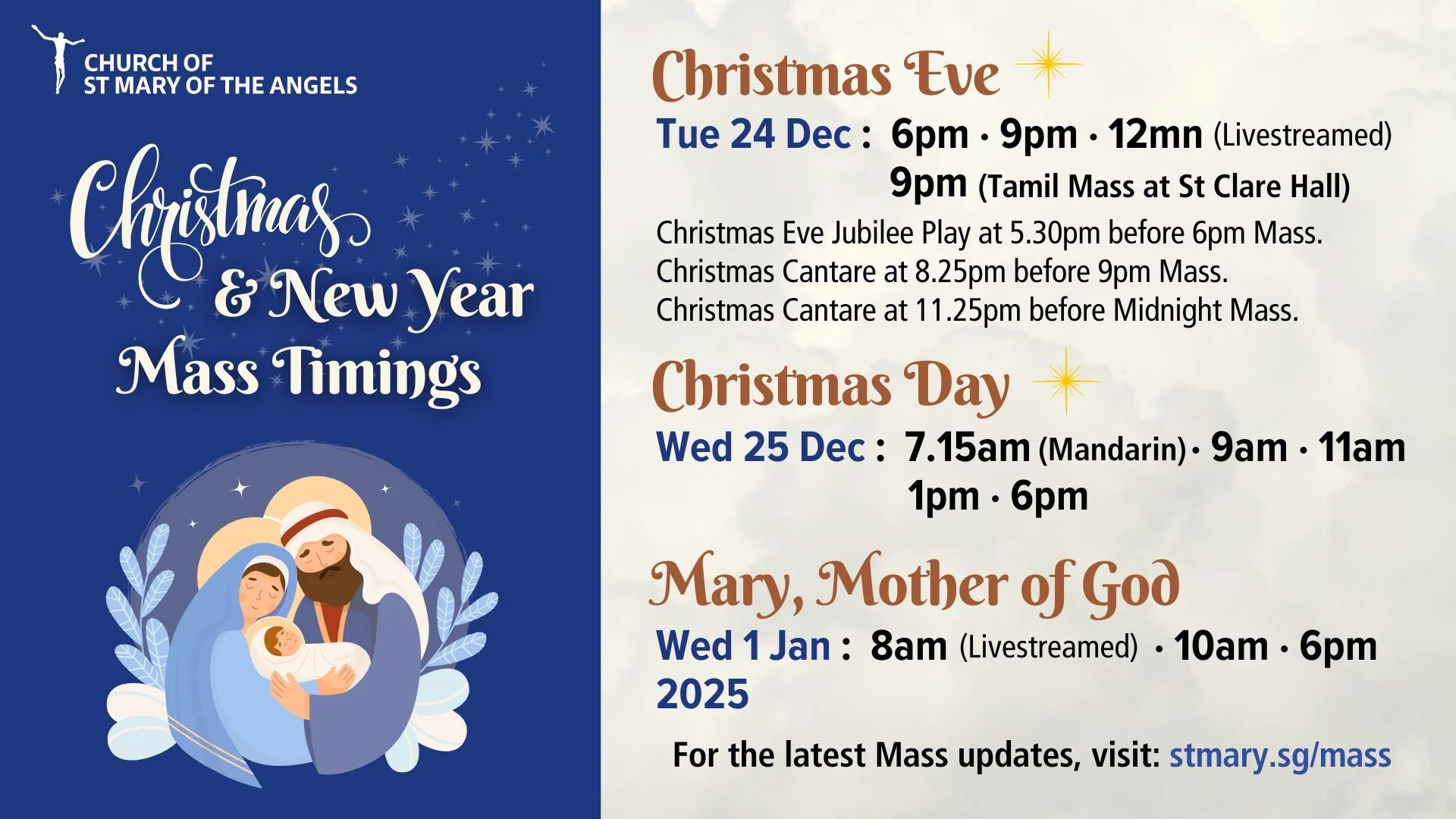 St Mary's Christmas & New Year Mass Timings — Church of St Mary of the ...