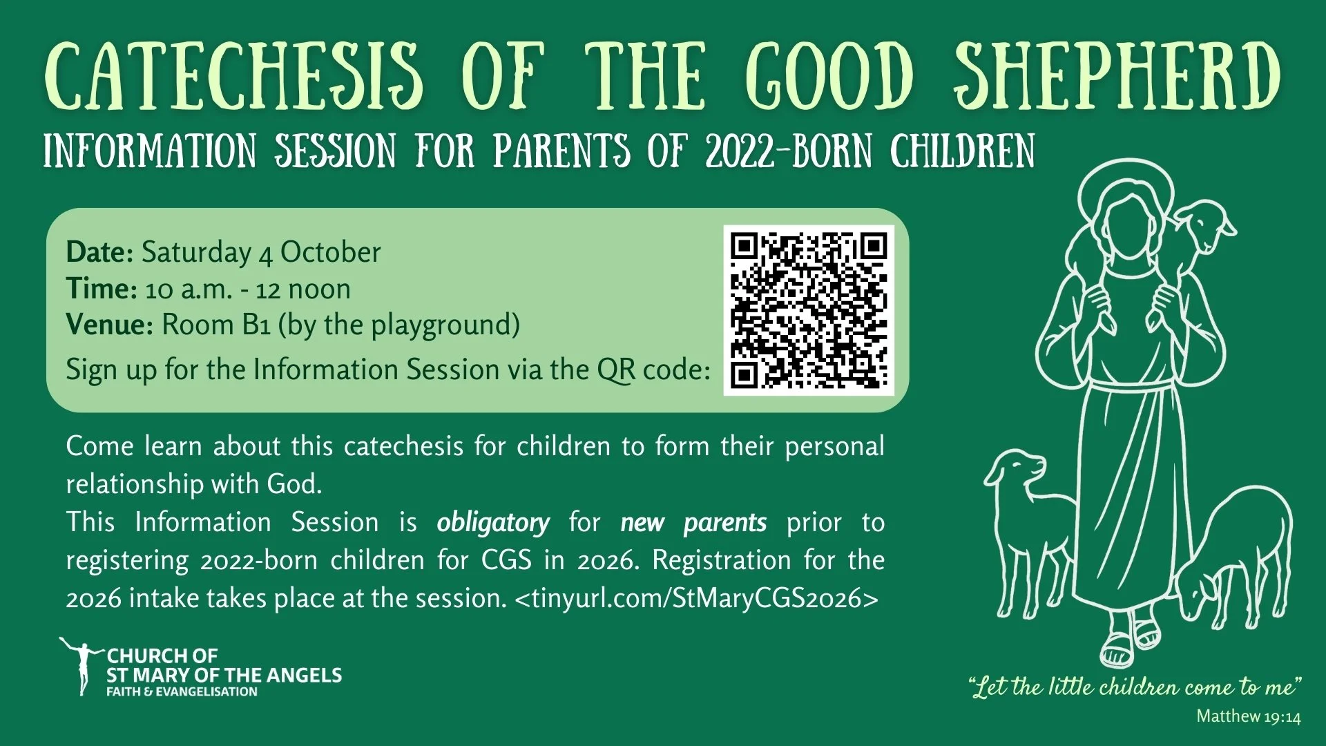 Catechesis of the Good Shepherd (CGS) - Information Session — Church of ...
