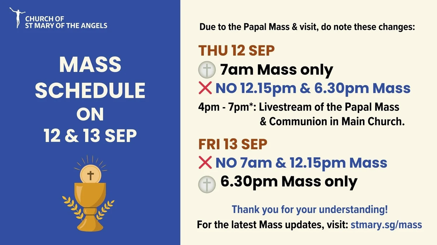 Mass Timings during Pope Francis’ Visit — Church of St Mary of the ...