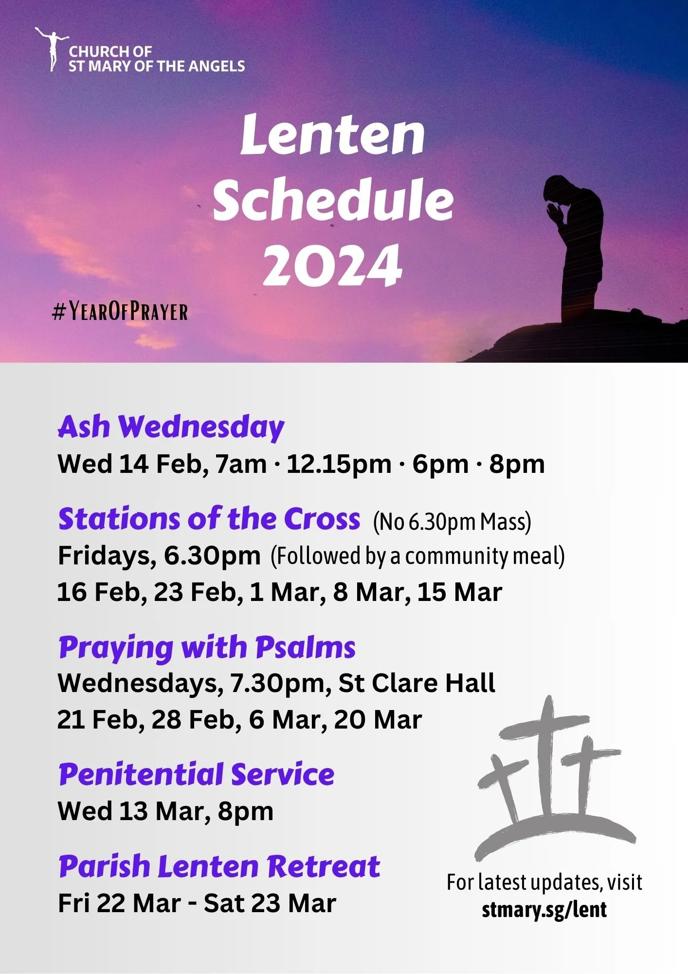 Lenten Schedule — Church of St Mary of the Angels, Singapore
