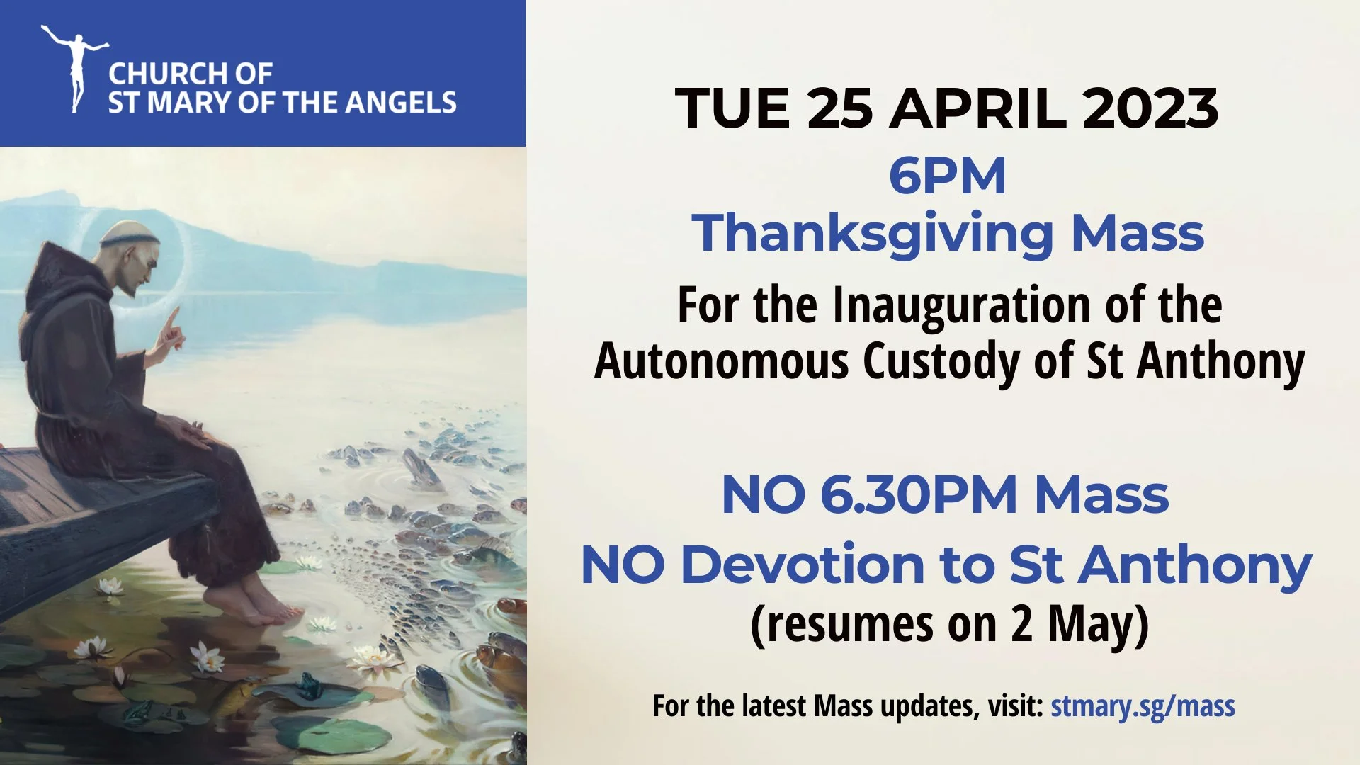 Franciscan Thanksgiving Mass — Church of St Mary of the Angels, Singapore