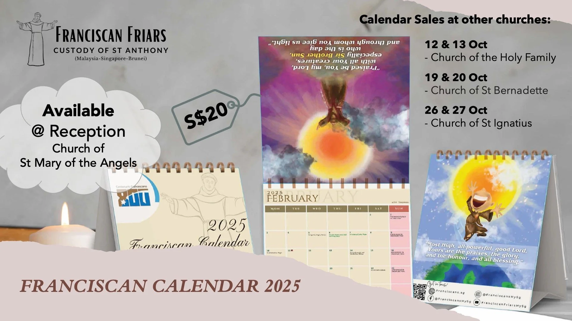 Sale of Franciscan 2025 Calendar — Church of St Mary of the Angels ...