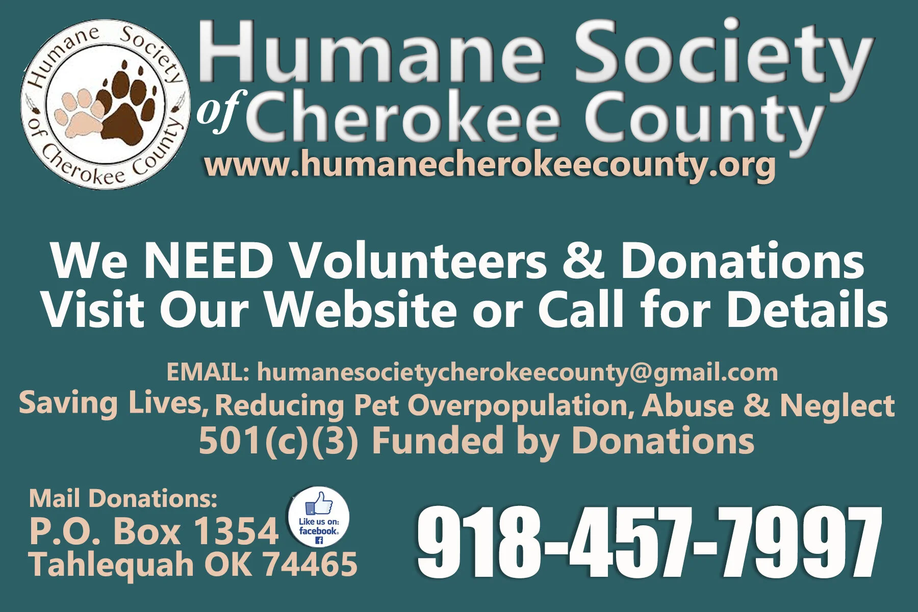 Tahlepaws — Humane Society of Cherokee County