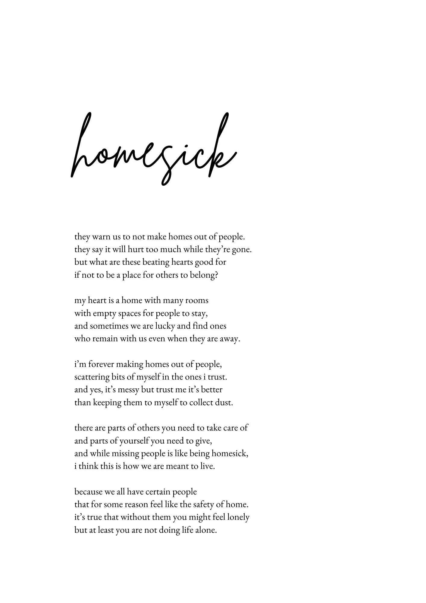 Homesick Poetry Print – Digital Download — Rachel H | Poetry