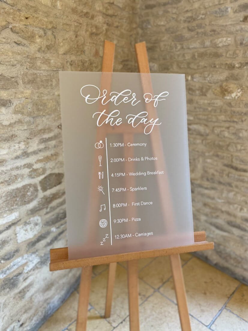 Hand painted acrylic signs for stylish weddings | Bewilderly — Bewilderly