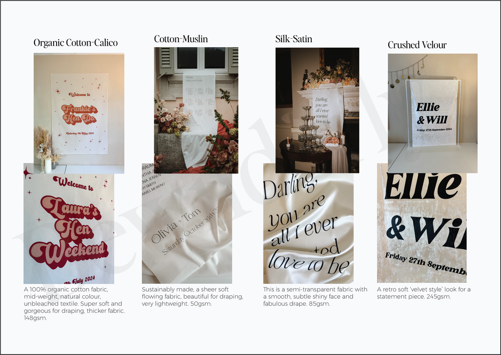 Soft Organic Fabric Wedding Signs | Bewilderly — Bewilderly