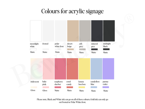 Wedding Sign Colours & shapes — Bewilderly