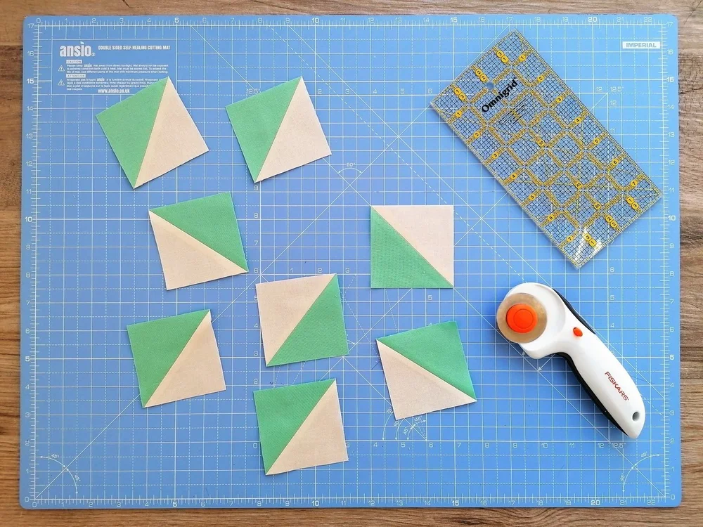 How to make 8 HSTs at a time - the 'magic 8' method — Cowden Quilt School