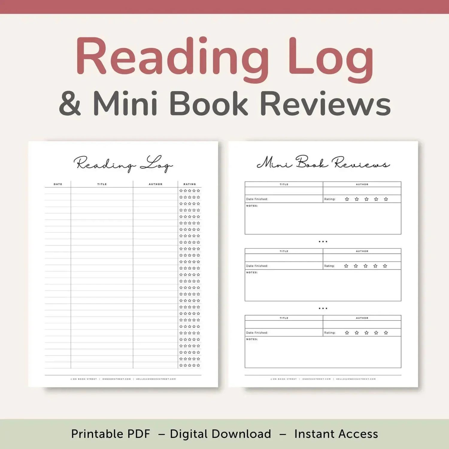 Daily Writing Tracker Printable — On Book Street