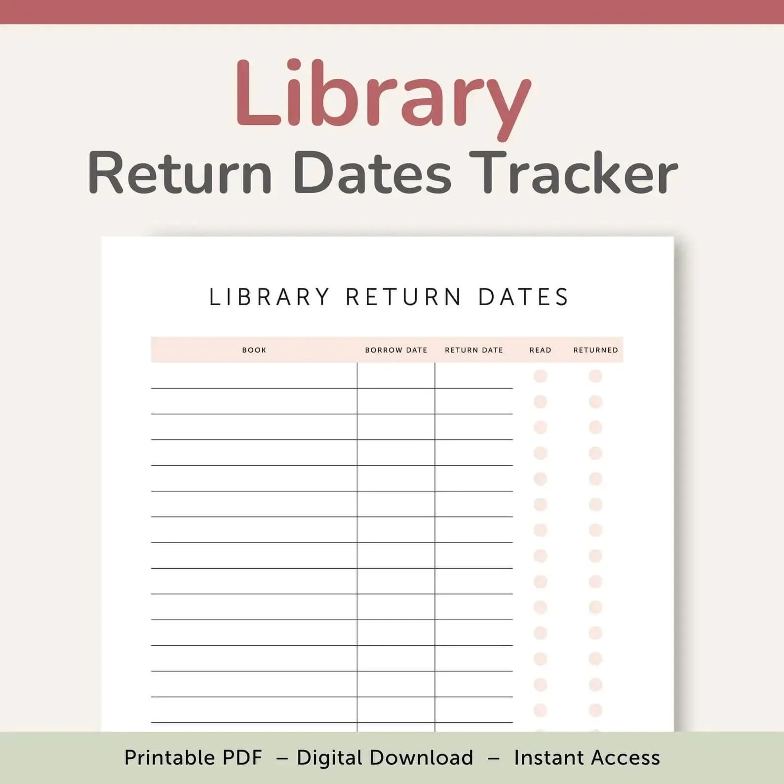 3-Page Book Tracker Printable — On Book Street