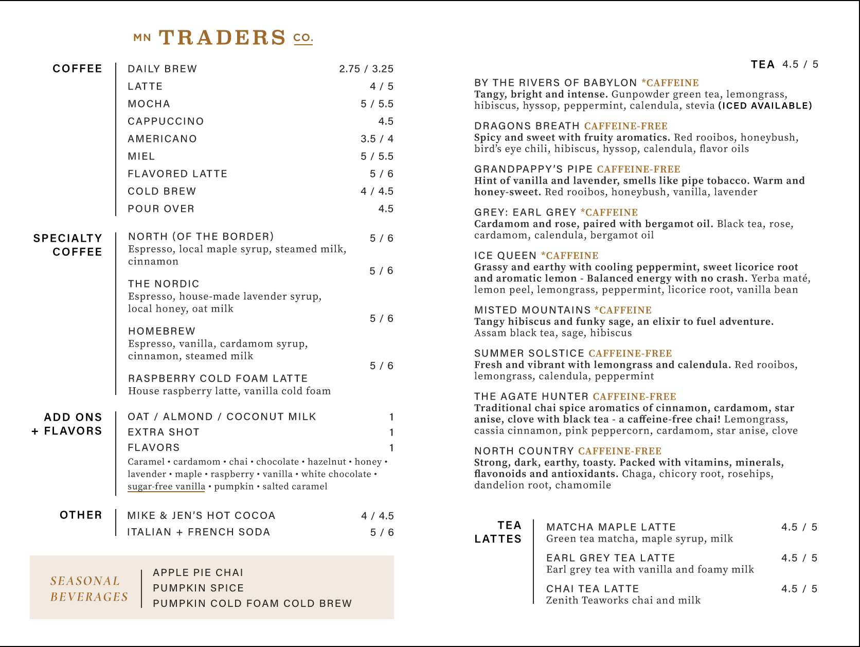 Menu — MN Traders Co.