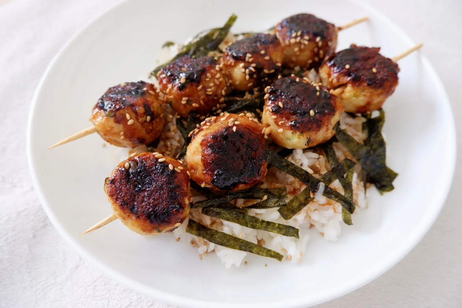 Japanese Chicken Meatballs On Skewers