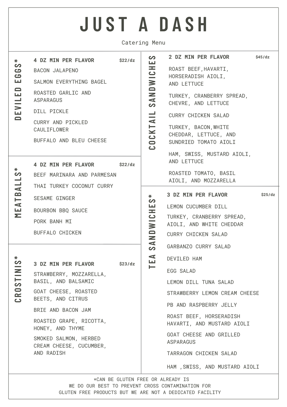 Catering — Just a Dash