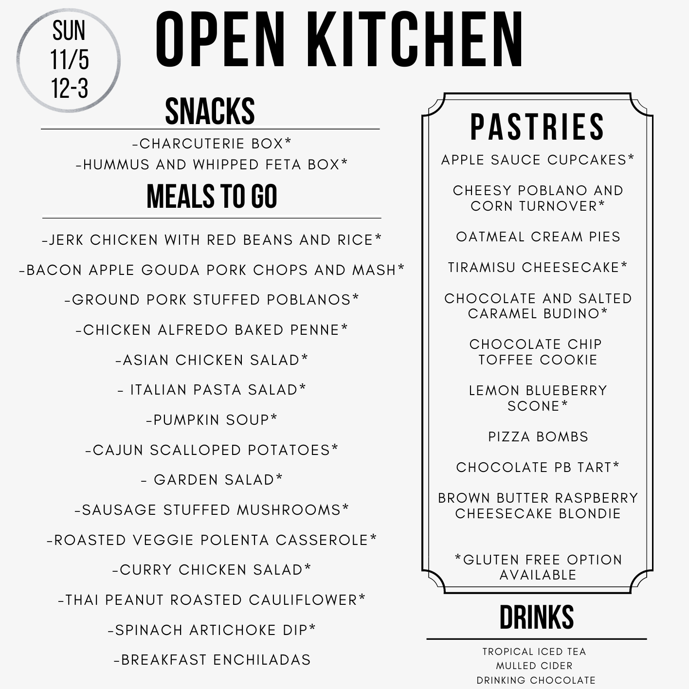 November Open Kitchen — Just a Dash