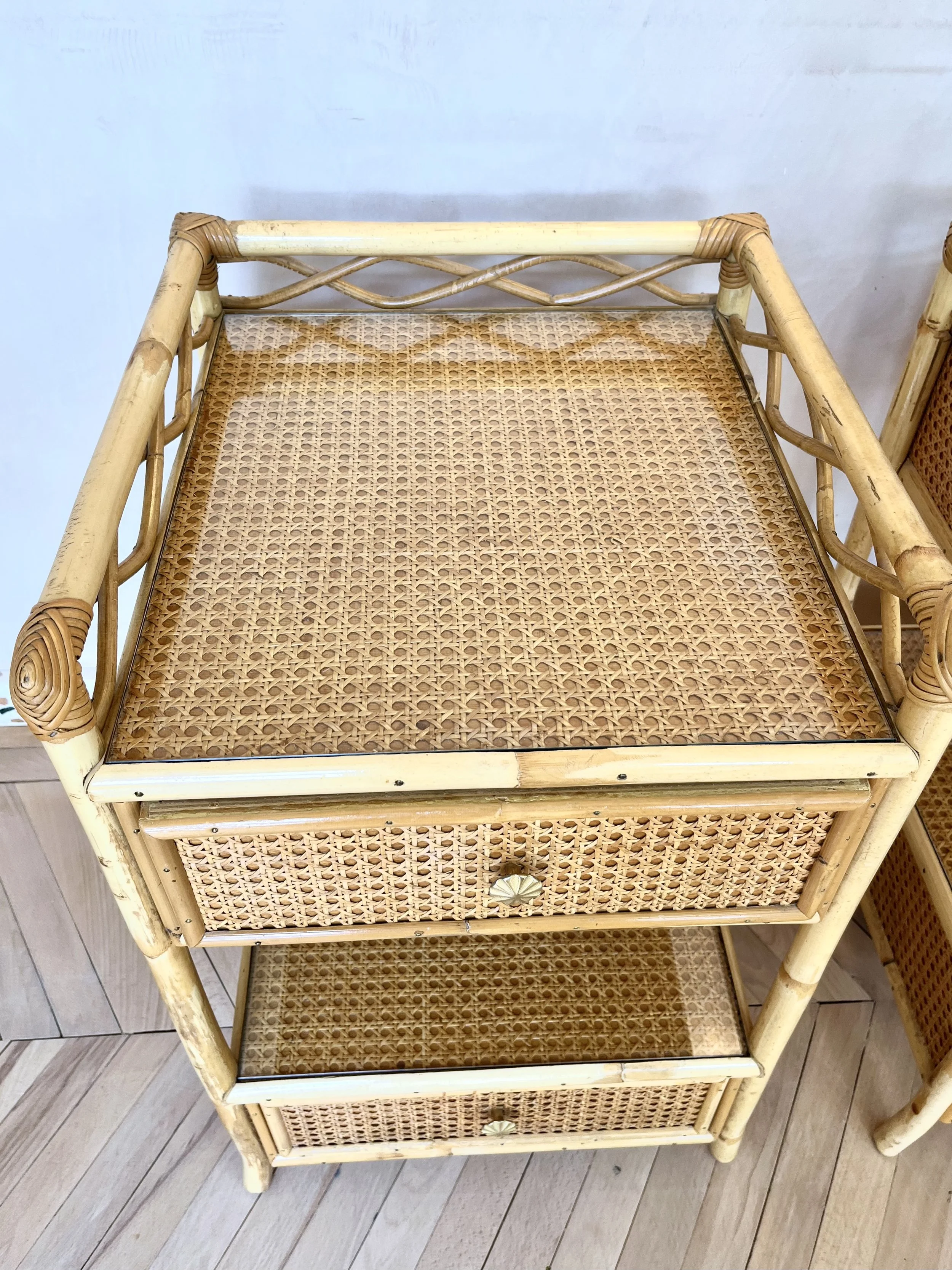 Annämh Living • Vintage Woven Cane & Rattan Pin Curl Detail, Three ...