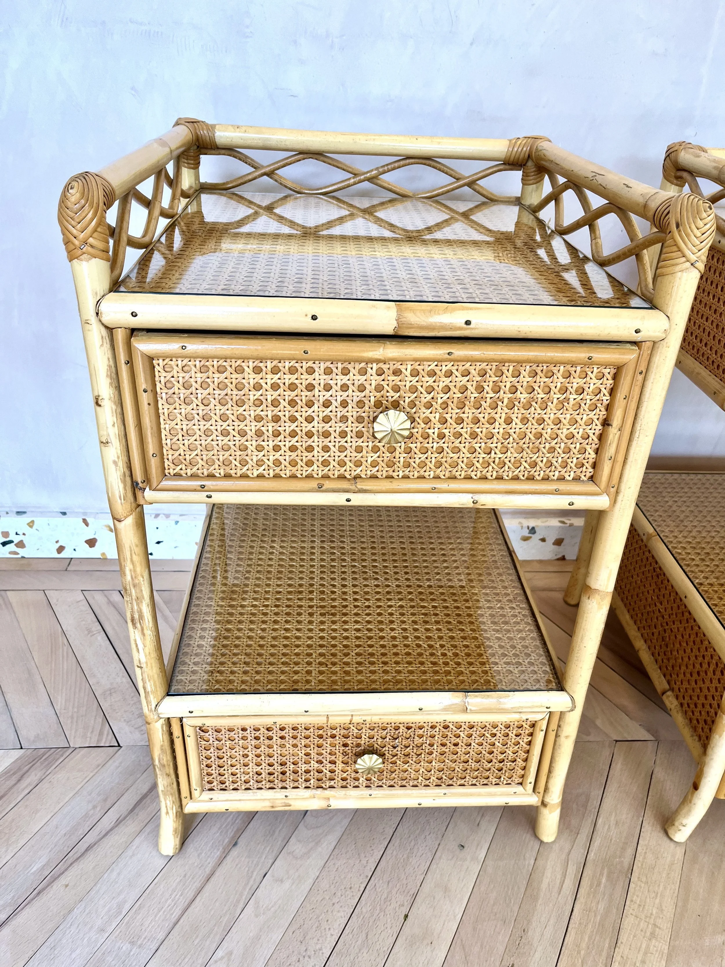 Annämh Living • Vintage Woven Cane & Rattan Pin Curl Detail, Three ...