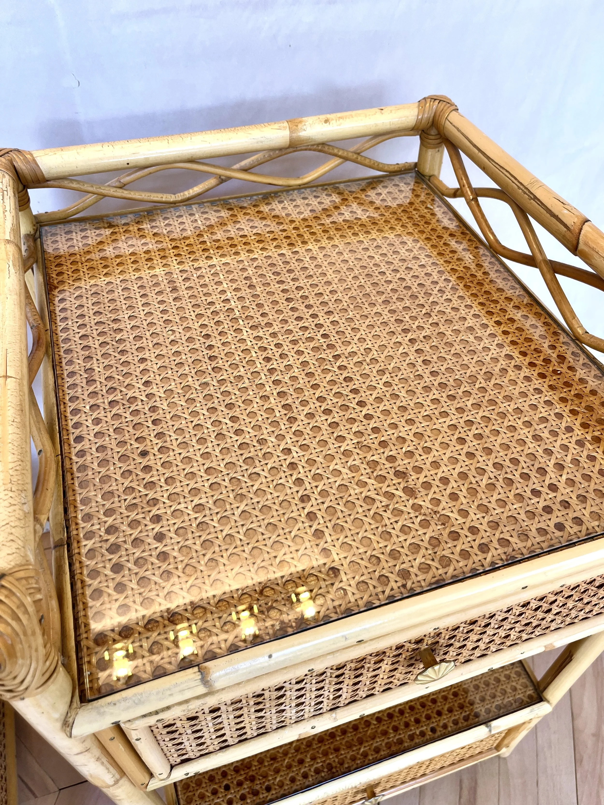 Annämh Living • Vintage Woven Cane & Rattan Pin Curl Detail, Three ...