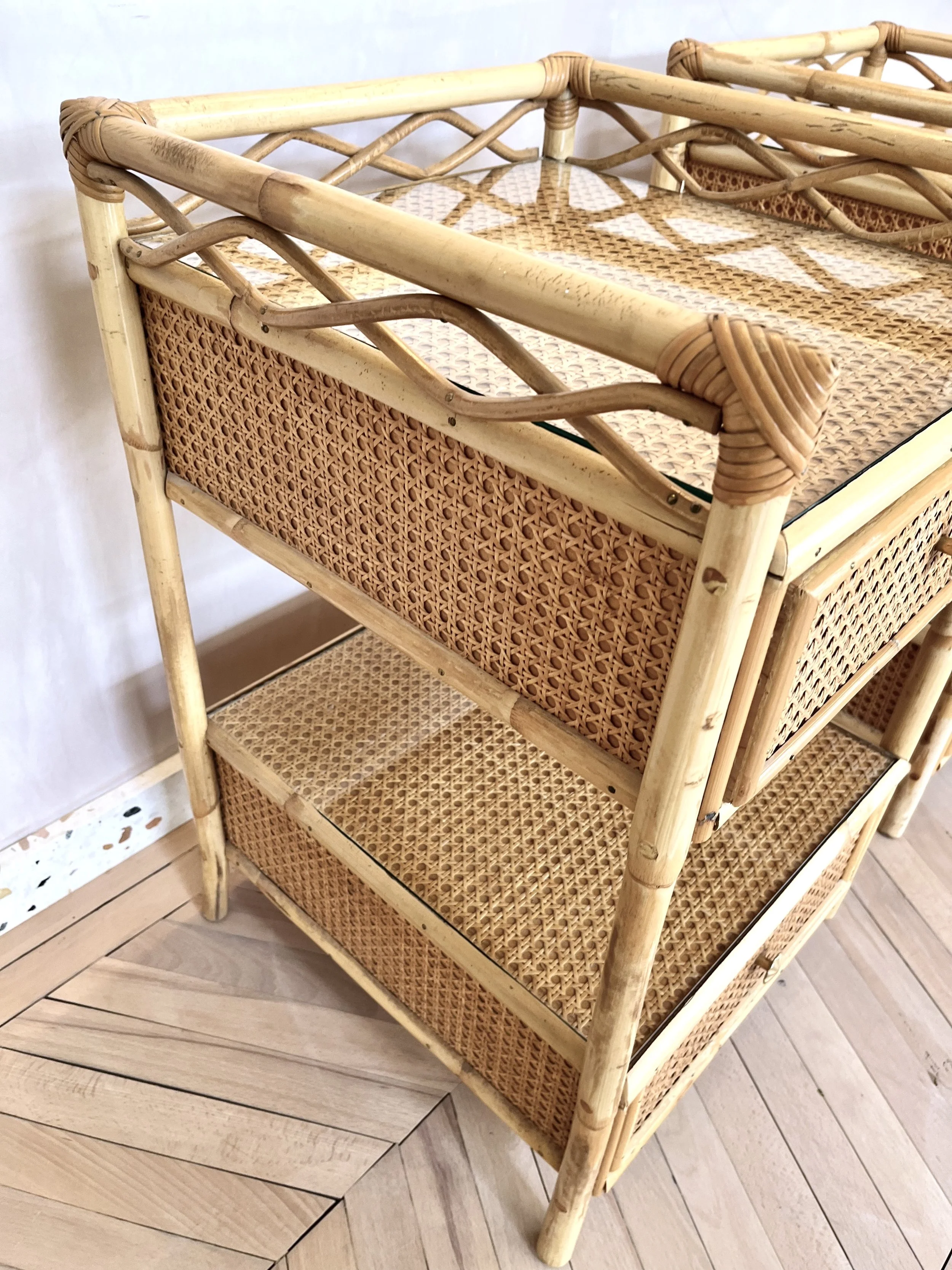 Annämh Living • Vintage Woven Cane & Rattan Pin Curl Detail, Three ...