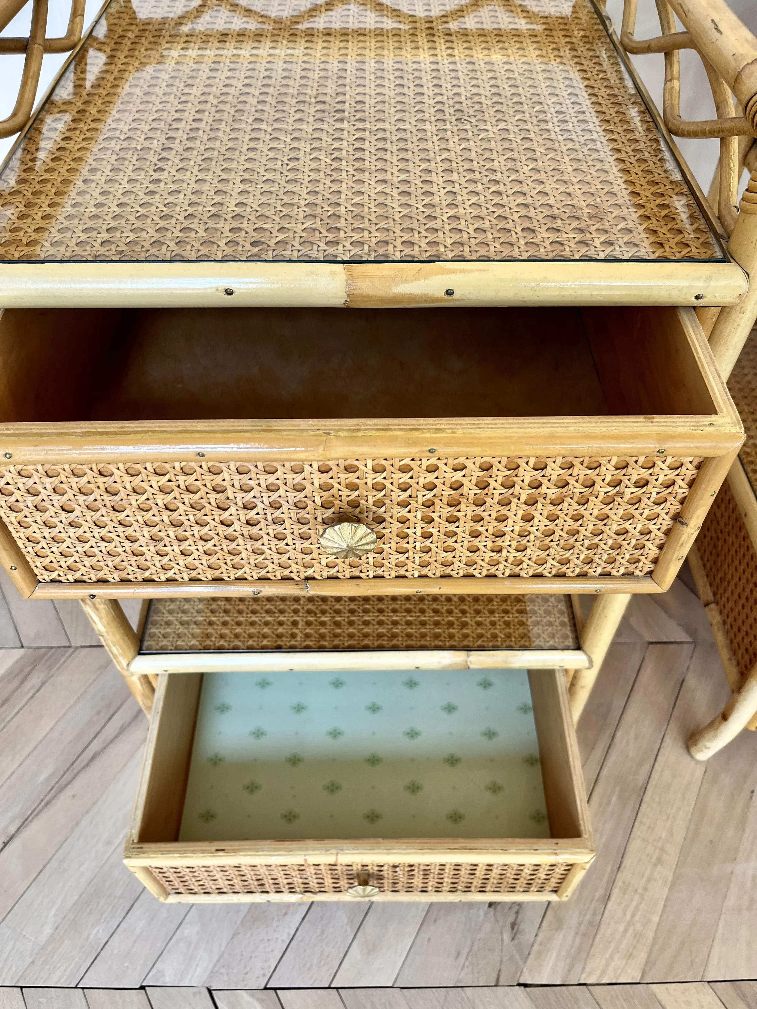 Annämh Living • Vintage Woven Cane & Rattan Pin Curl Detail, Three ...