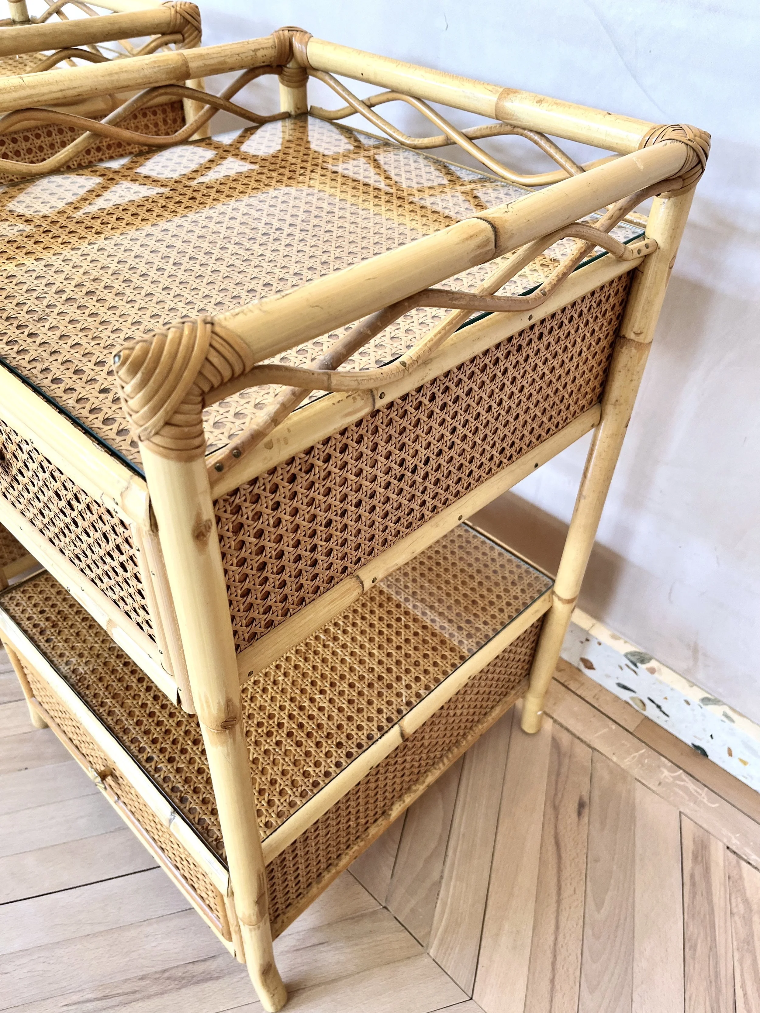 Annämh Living • Vintage Woven Cane & Rattan Pin Curl Detail, Three ...