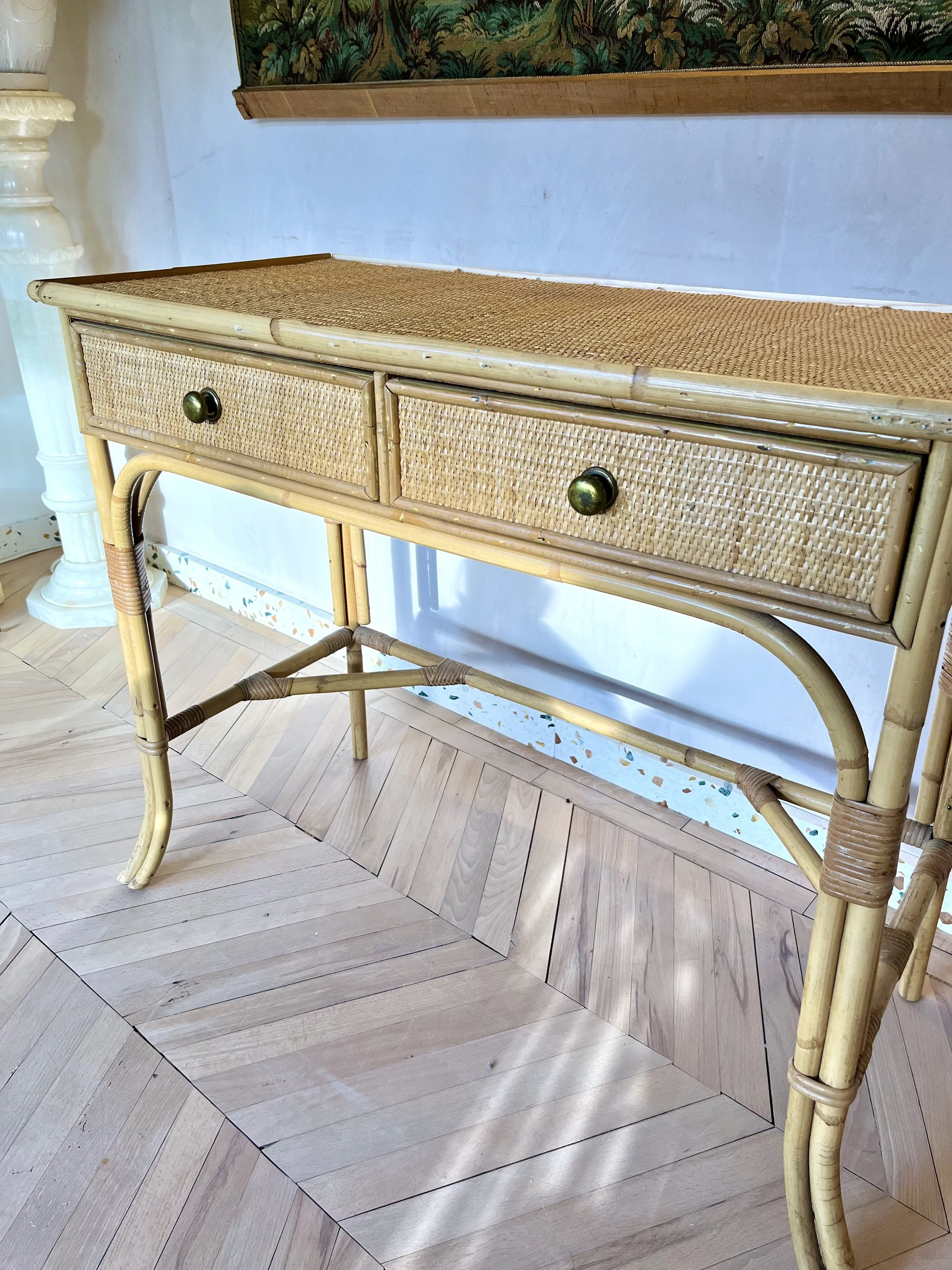 Annämh Living • Vintage Woven Cane & Rattan Pin Curl Detail, Three ...