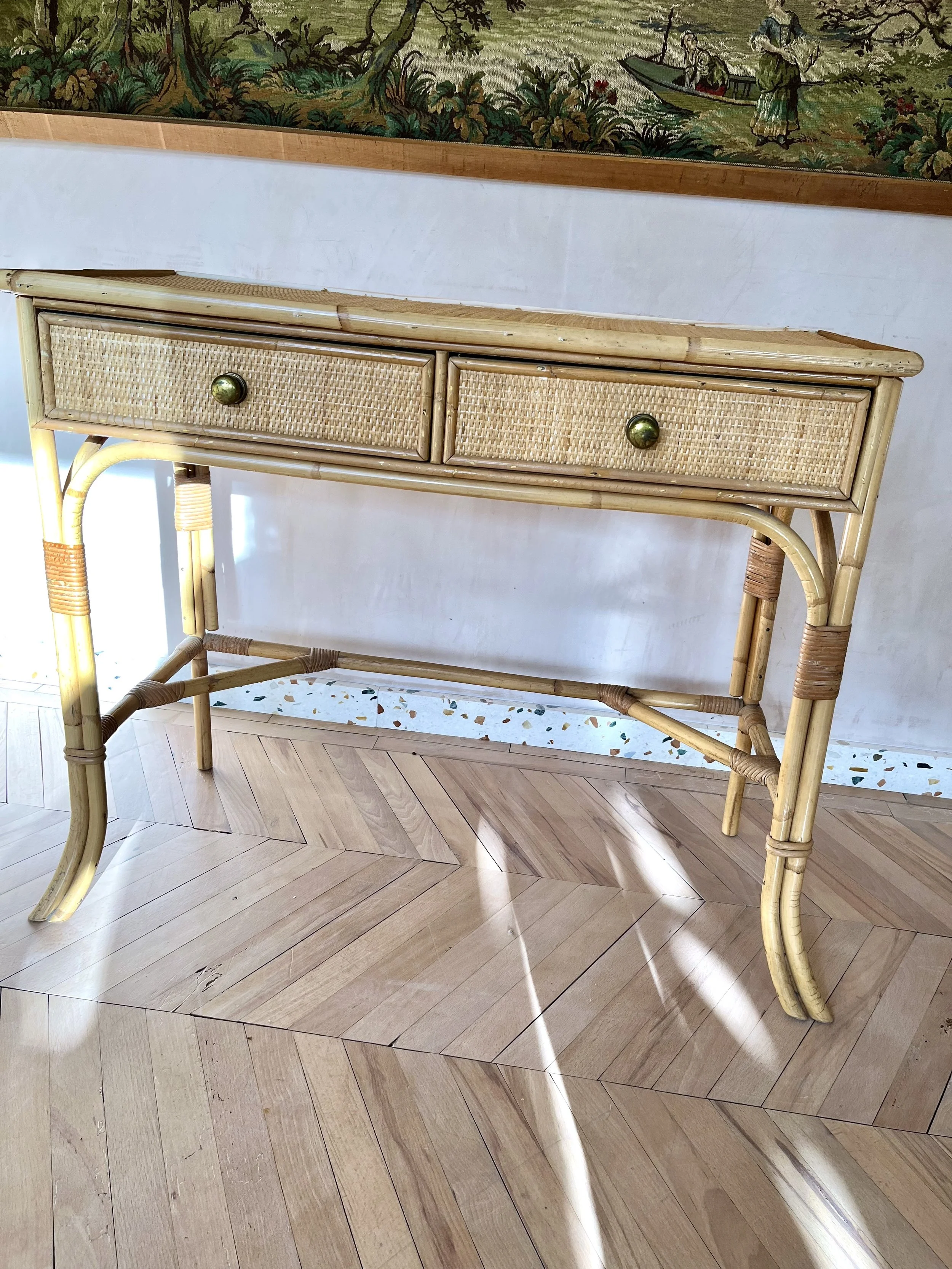 Annämh Living • Vintage Woven Cane & Rattan Pin Curl Detail, Three ...