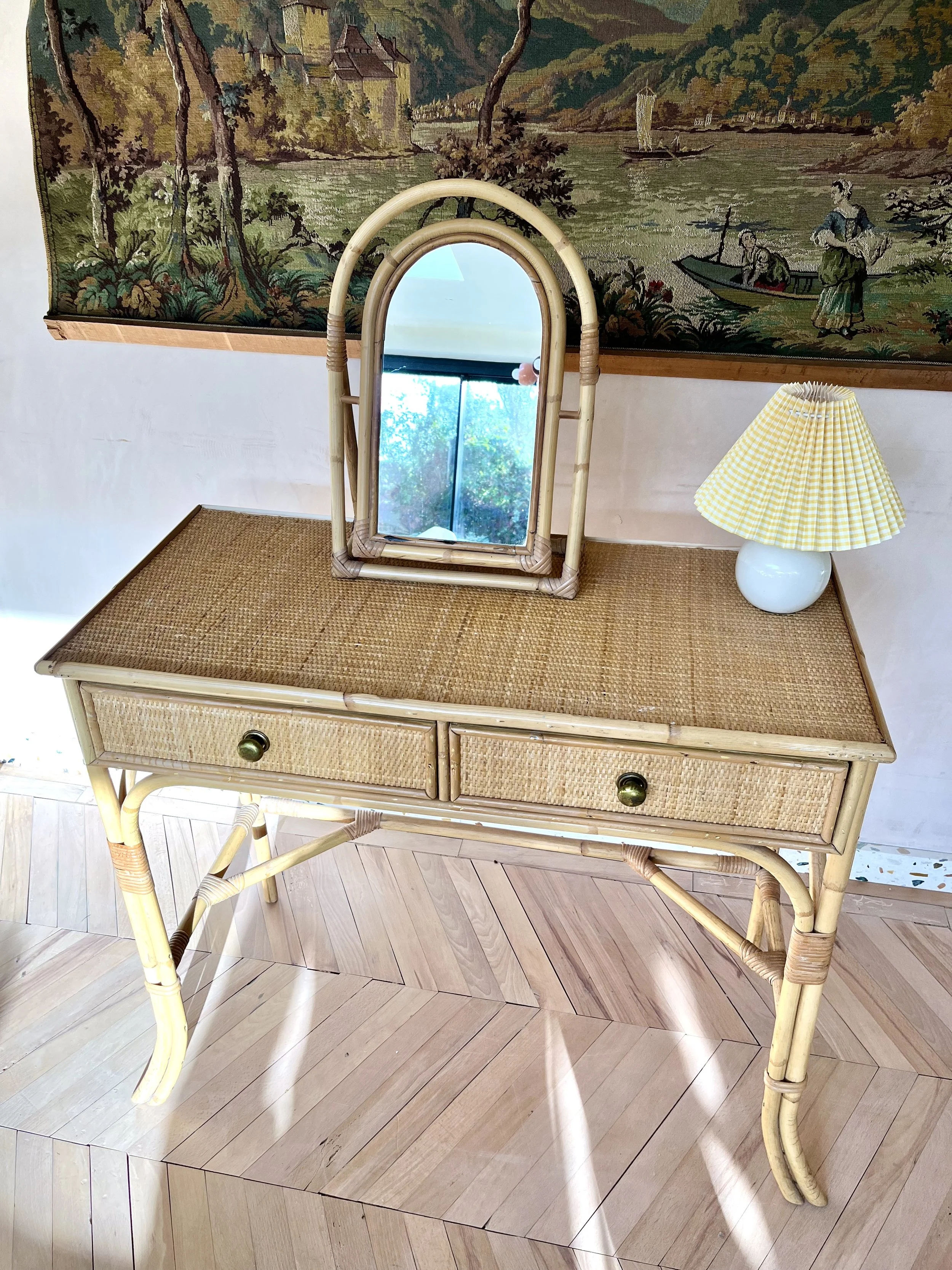 Annämh Living • Vintage Woven Cane & Rattan Pin Curl Detail, Three ...