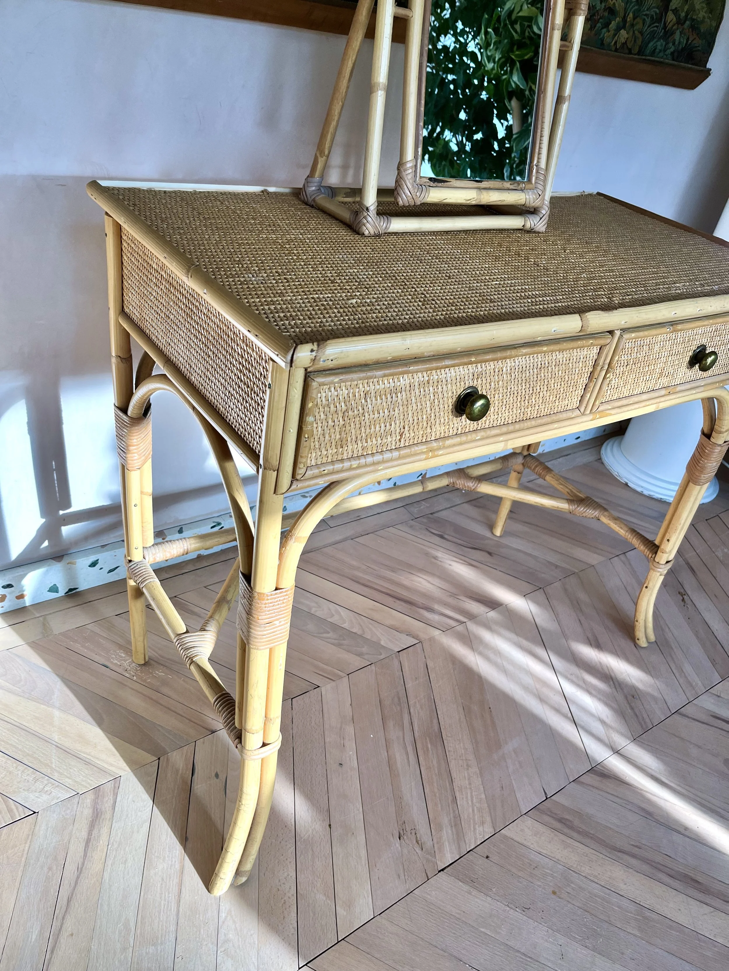 Annämh Living • Vintage Woven Cane & Rattan Pin Curl Detail, Three ...