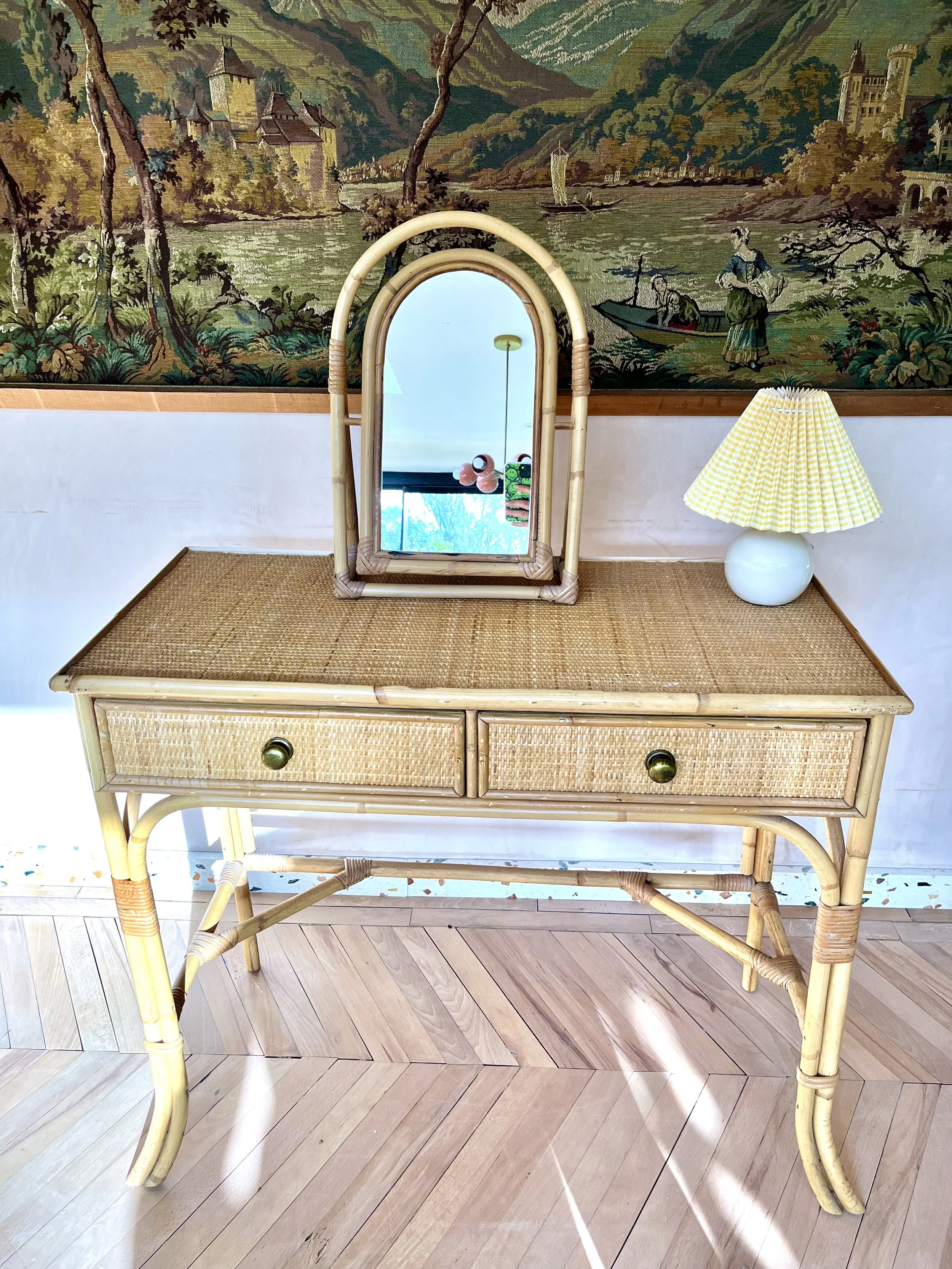 Annämh Living • Vintage Woven Cane & Rattan Pin Curl Detail, Three ...