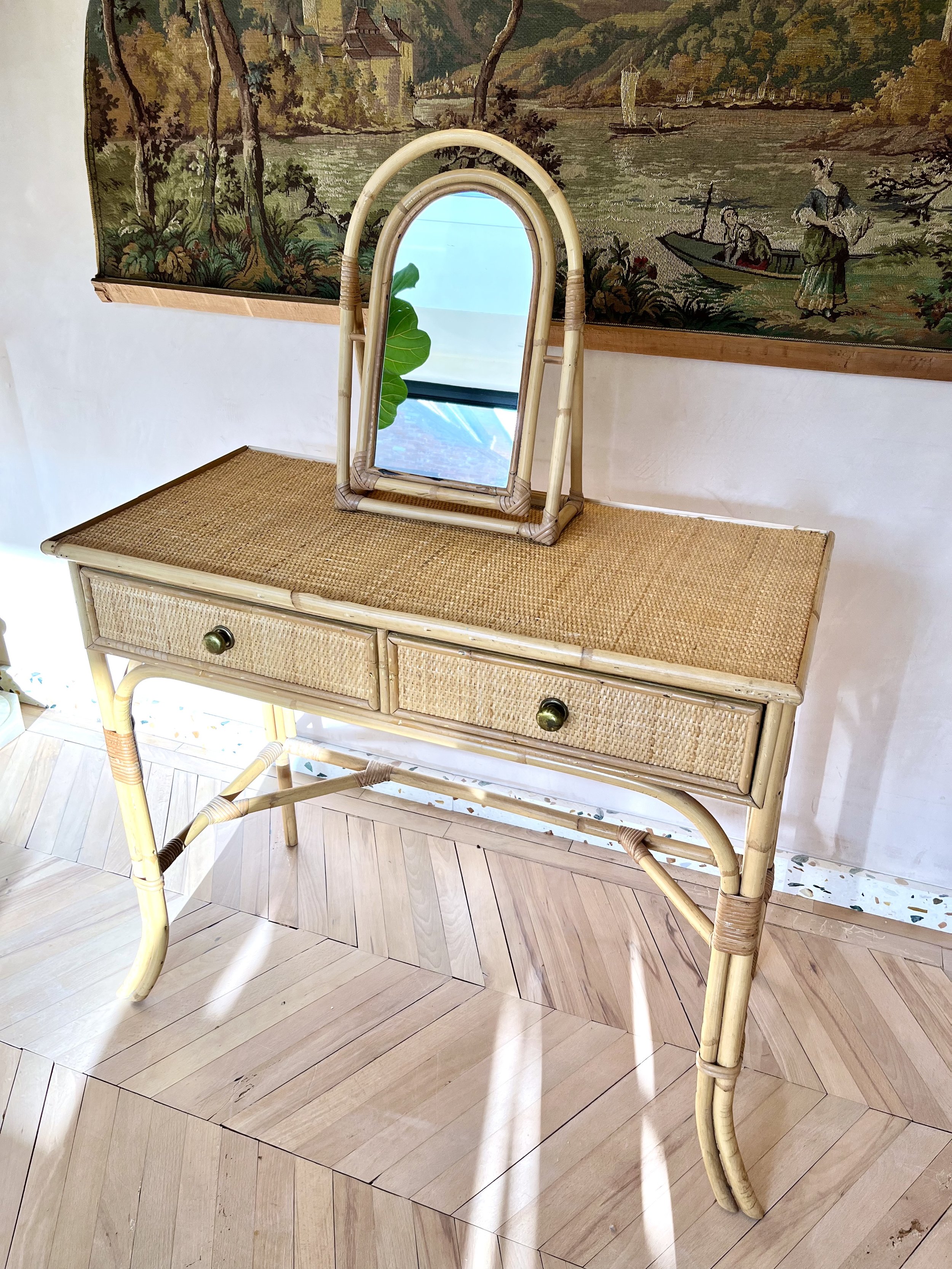 Annämh Living • Vintage Woven Cane & Rattan Pin Curl Detail, Three ...