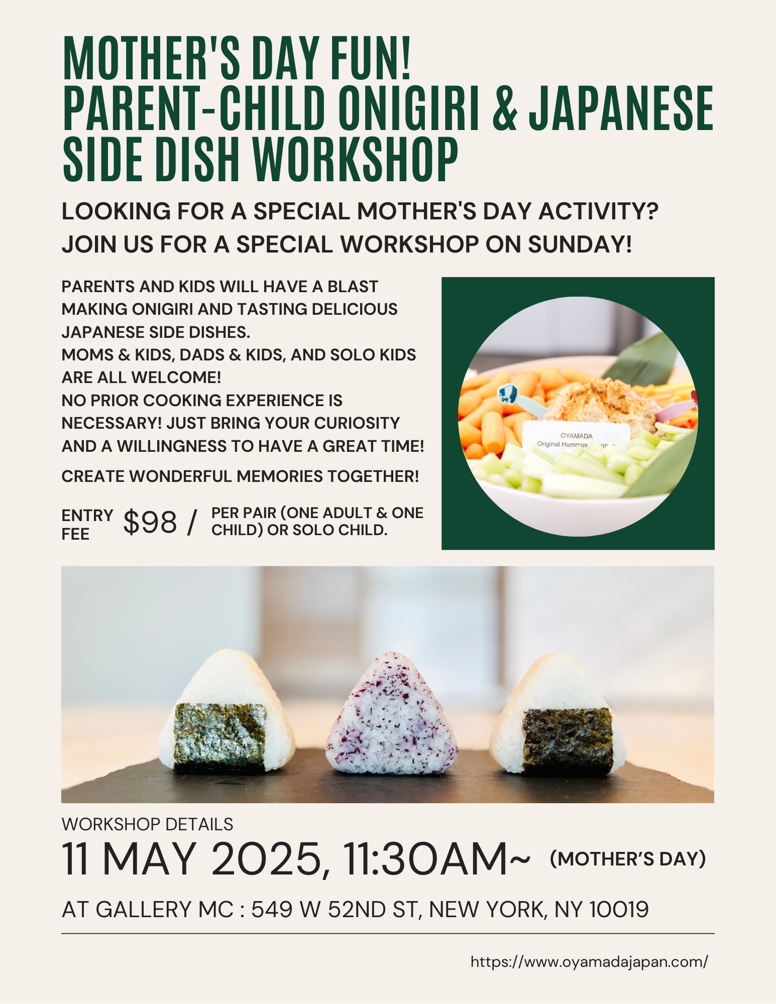 Mother's Day Fun! Parent-Child Onigiri Workshop — Oyamada Japan