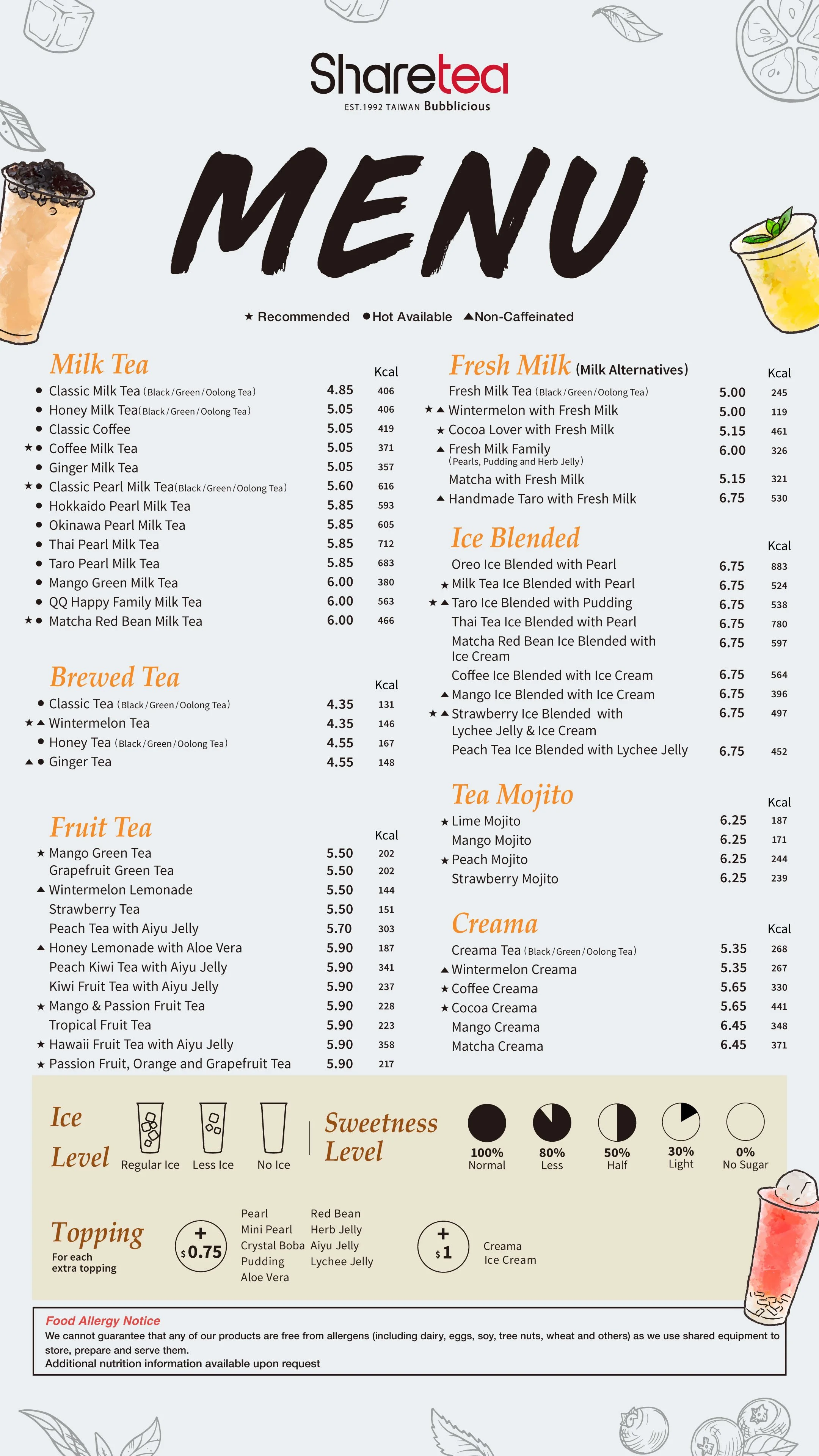 Menu Sharetea Fort Worth Menu Sharetea Fort Worth