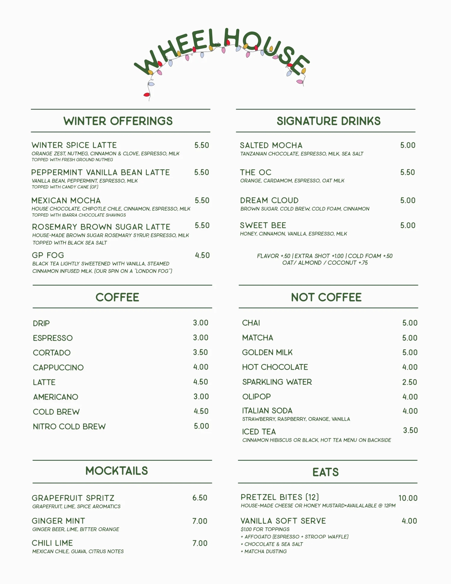 Wheelhouse Menu — Wheelhouse