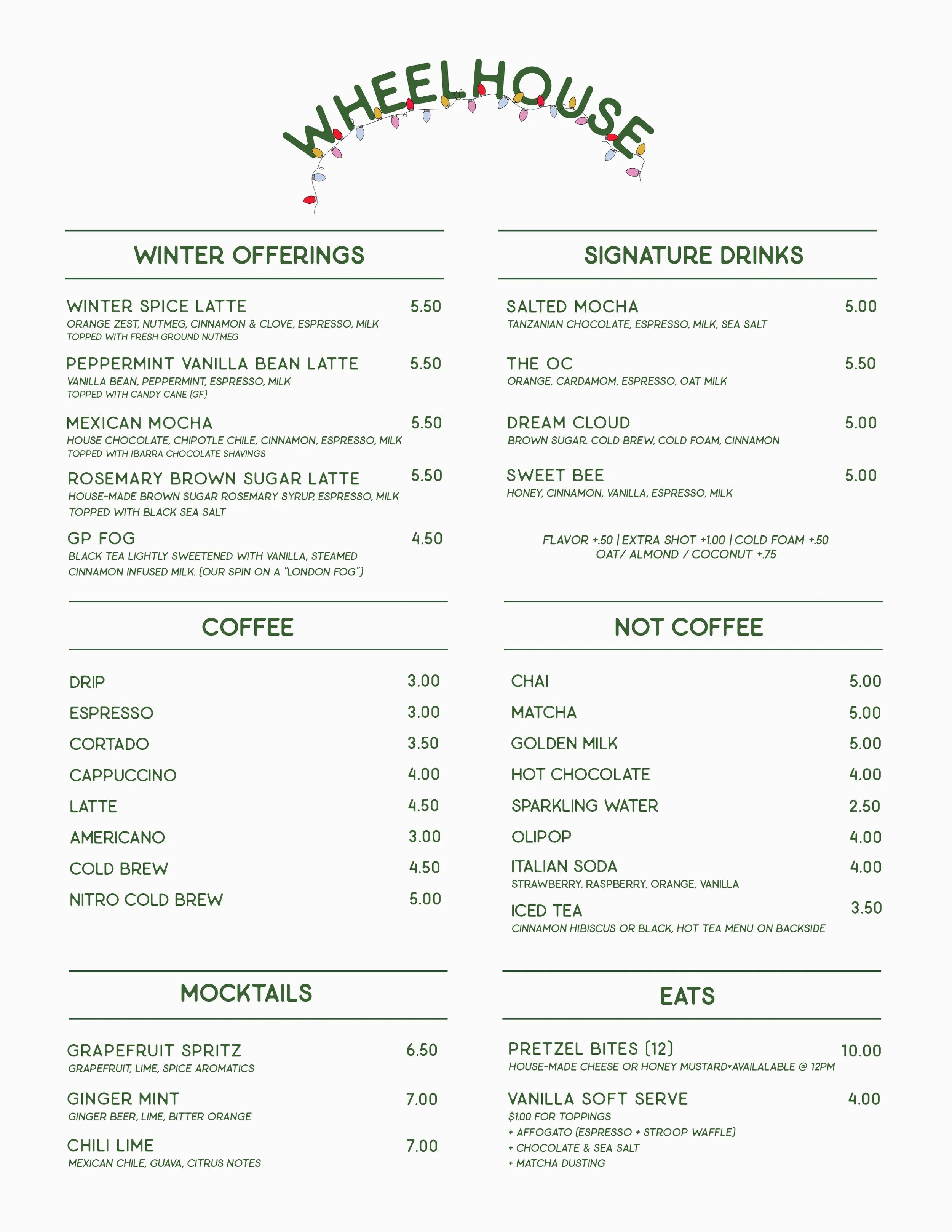 Wheelhouse Menu — Wheelhouse