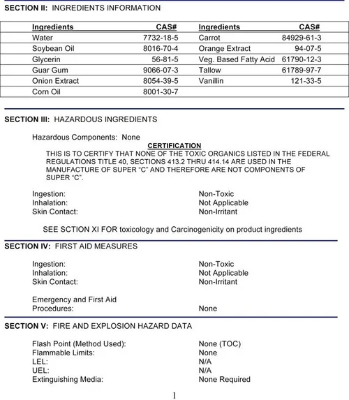 MSDS Sheet — Simple Pure Solutions