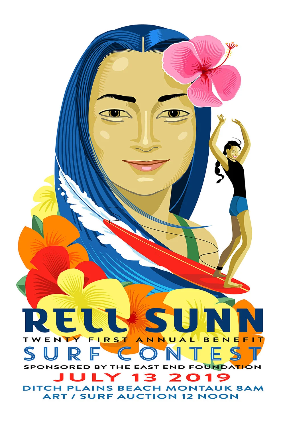SURFING & RELL SUNN SURF CONTEST — Striper Print,MTKPoster, Montauk ...