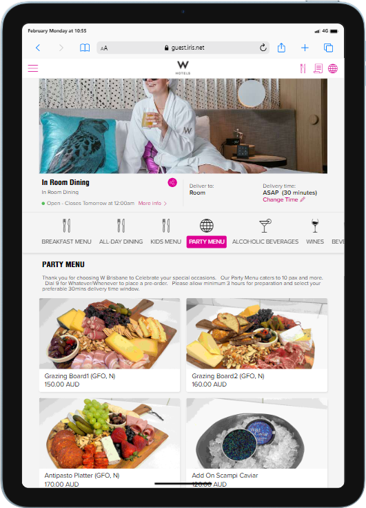 W Brisbane Hotel In-Room Dining