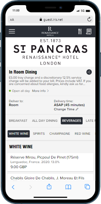 St Pancras Renaissance Hotel - Mobile Dining App