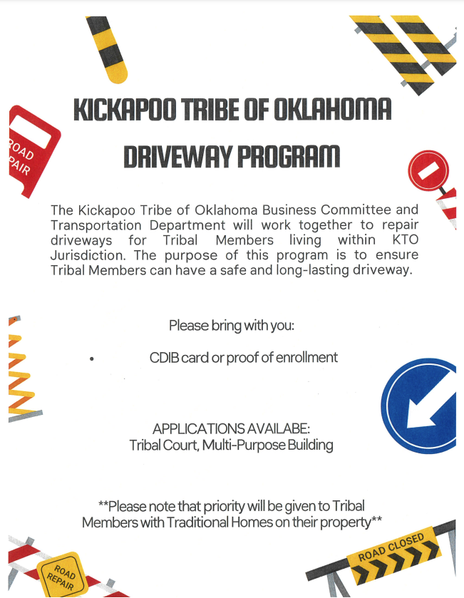 Kickapoo Tribe of Oklahoma Driveway Program — Kickapoo Tribe of Oklahoma